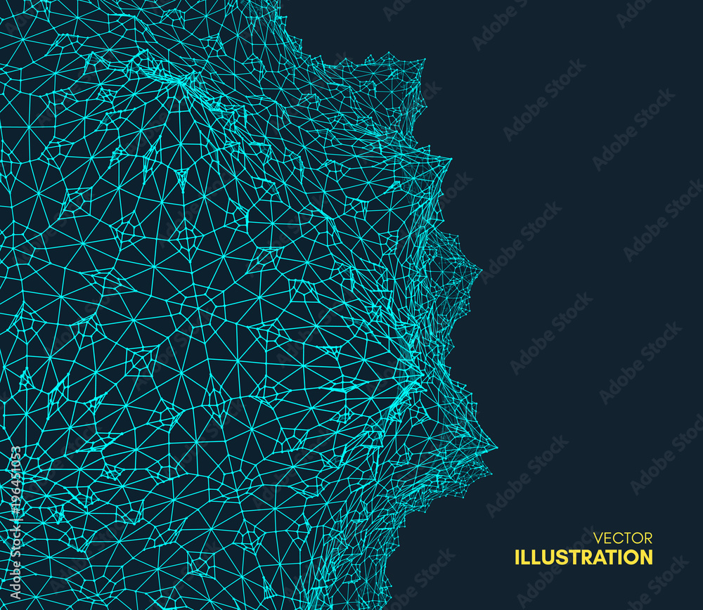 Abstract Science Or Technology Background Graphic Design Network Illustration With Particle