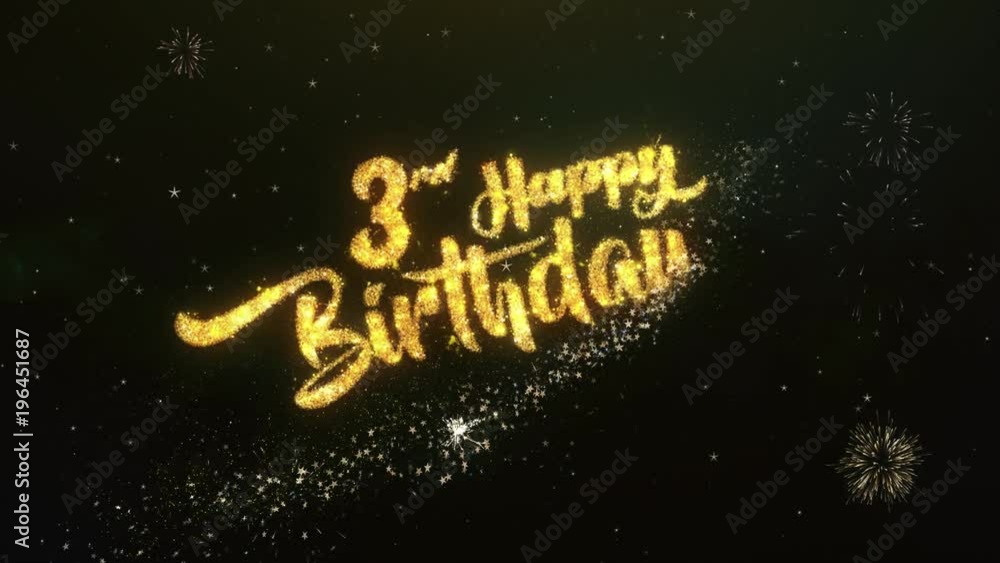 Vidéo Stock 3rd happy birthday Text Greeting and Wishes card Made from ...