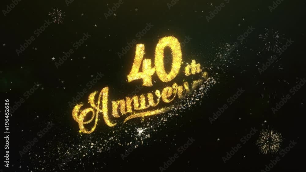 40th Anniversary Text Greeting and Wishes card Made from Glitter ...