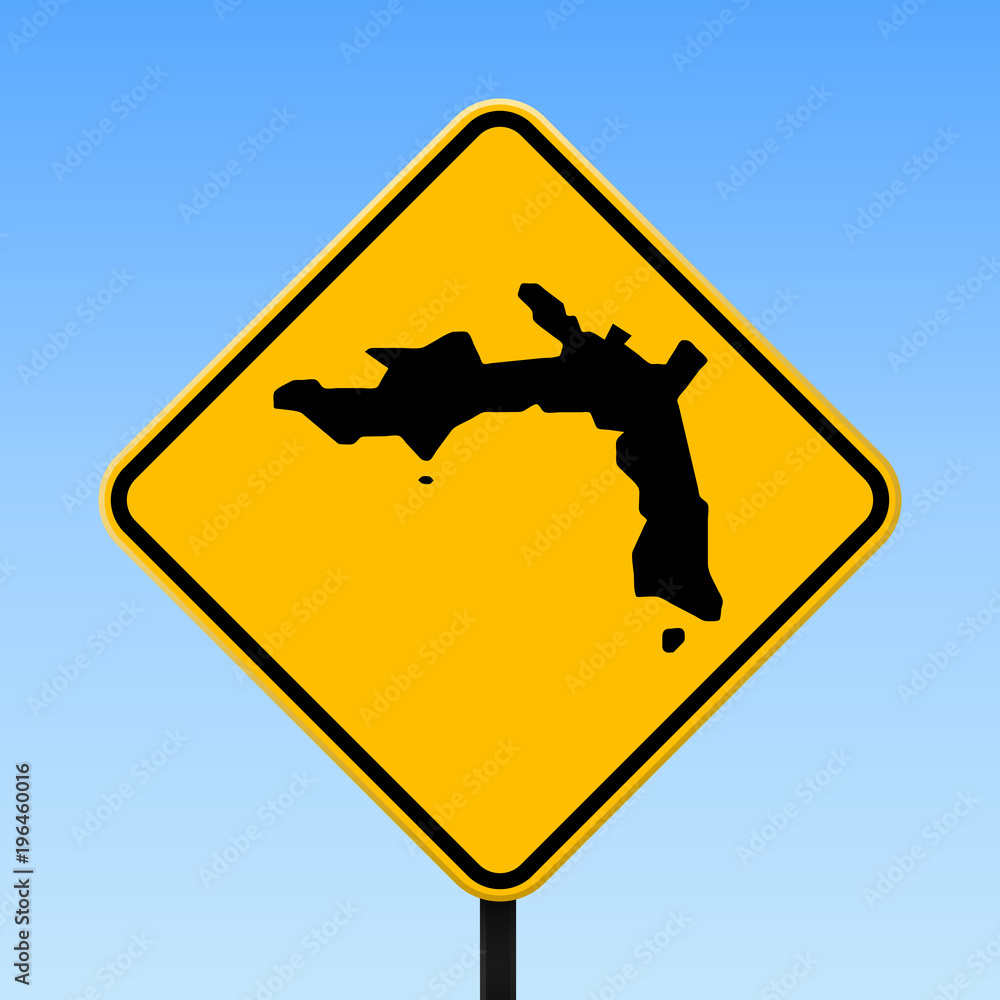 Peter Island map on road sign. Square poster with Peter Island island ...