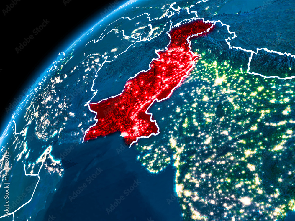 Map of Pakistan at night Stock Illustration | Adobe Stock