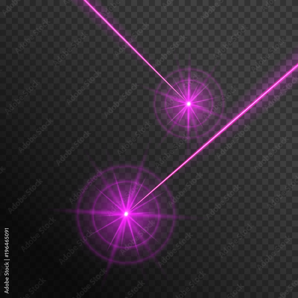 Magic laser beams of pink color on a transparent background. Vector ...