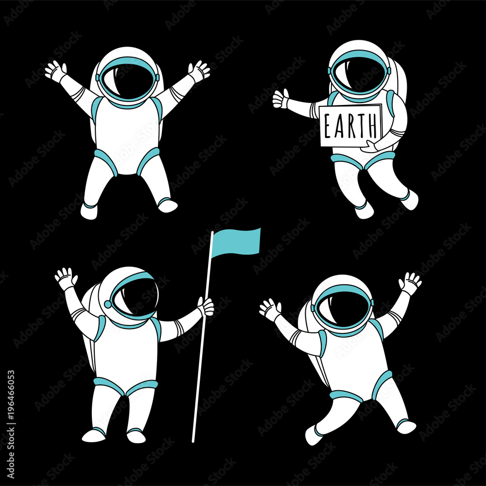 Cute Astronaut Clip Art Black And White