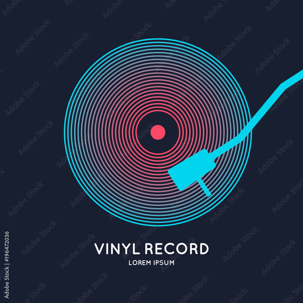Poster of the Vinyl record. Illustration music on dark background ...