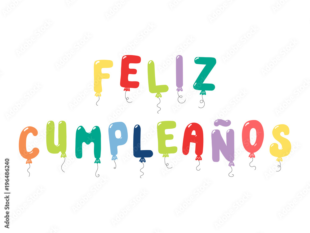 Hand drawn vector illustration with balloons in shape of letters ...