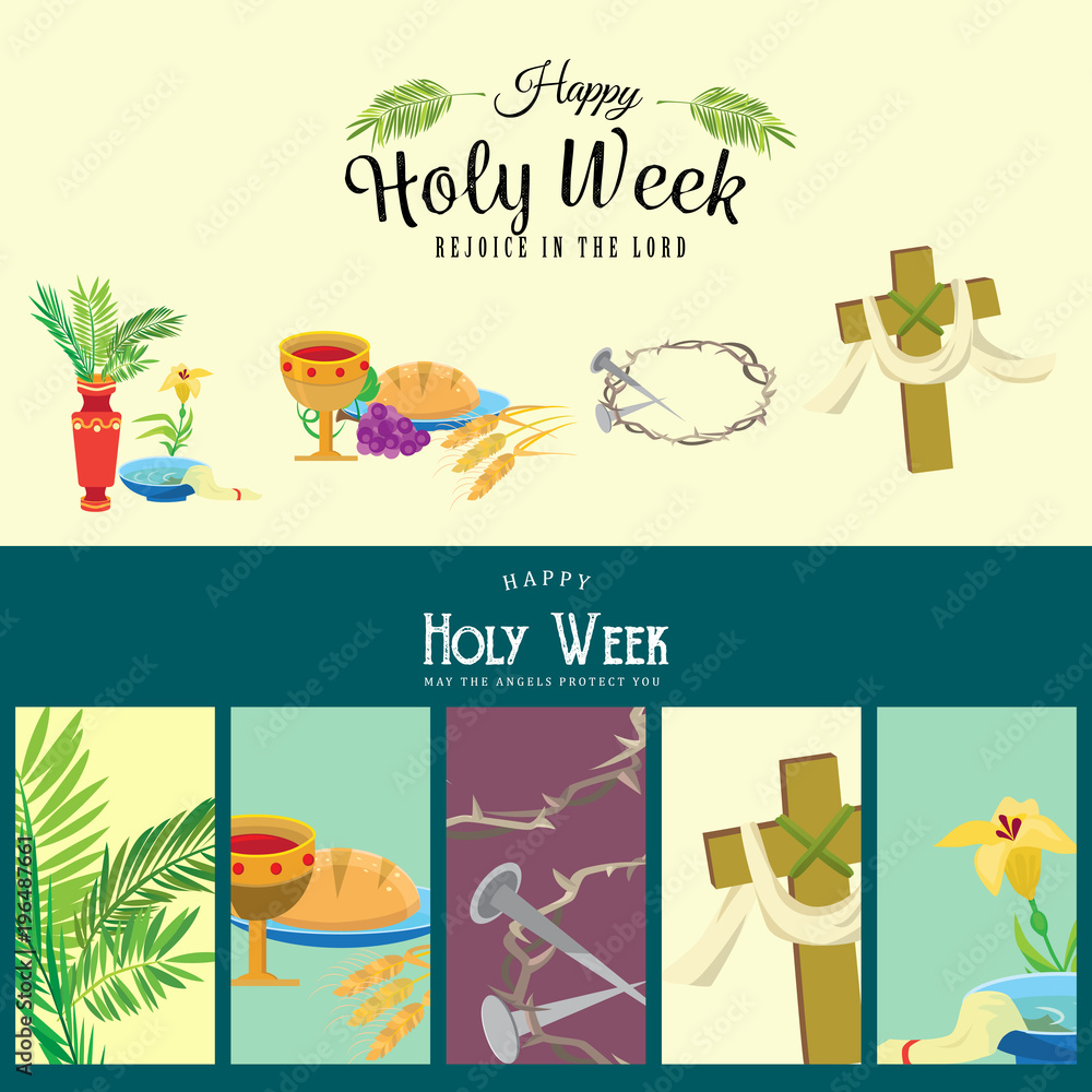 Set for Christianity holy week before easter, Lent and Palm or Passion ...