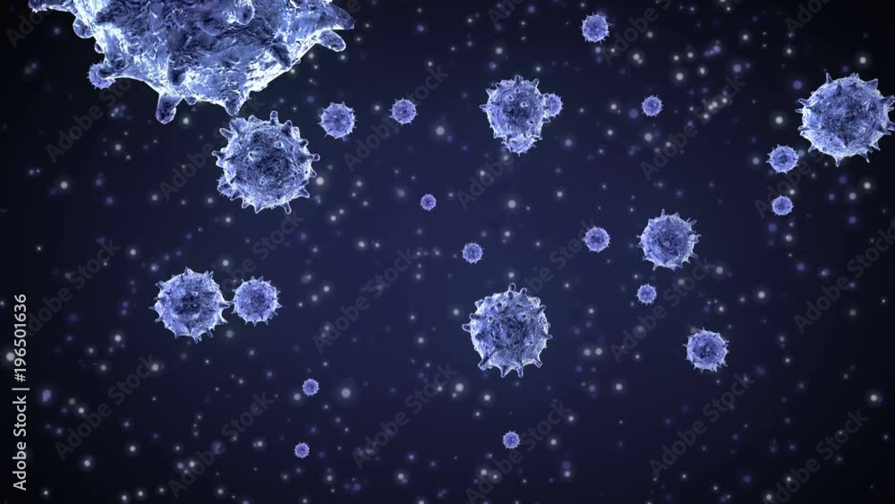 Viruses under microscope.Human immune system virus moving across screen ...