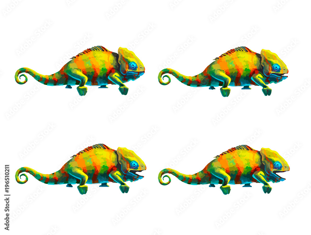 Sprite sheet of cute chameleon, game art animation Stock Vector | Adobe ...