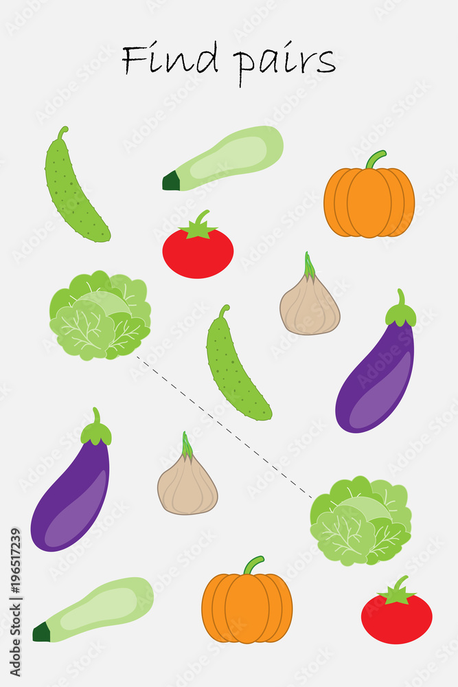 Find pairs of identical pictures, fun education game with different ...