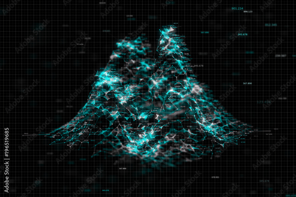 Abstract landscape background. Mesh structure. Polygonal wireframe ...