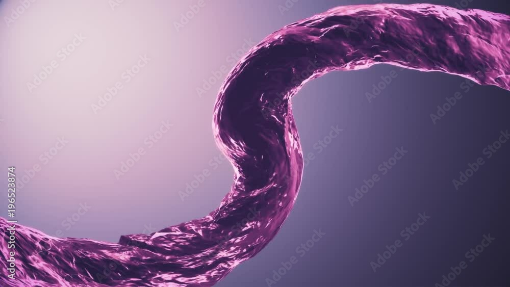 Pouring surreal curved water column stream digital simulation seamless ...