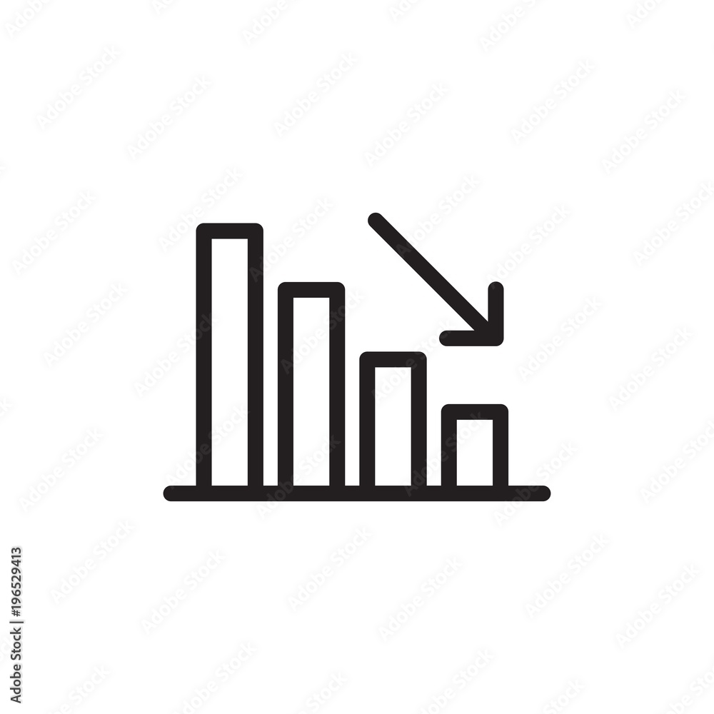 chart diagram decrease outlined vector icon. Modern simple isolated ...