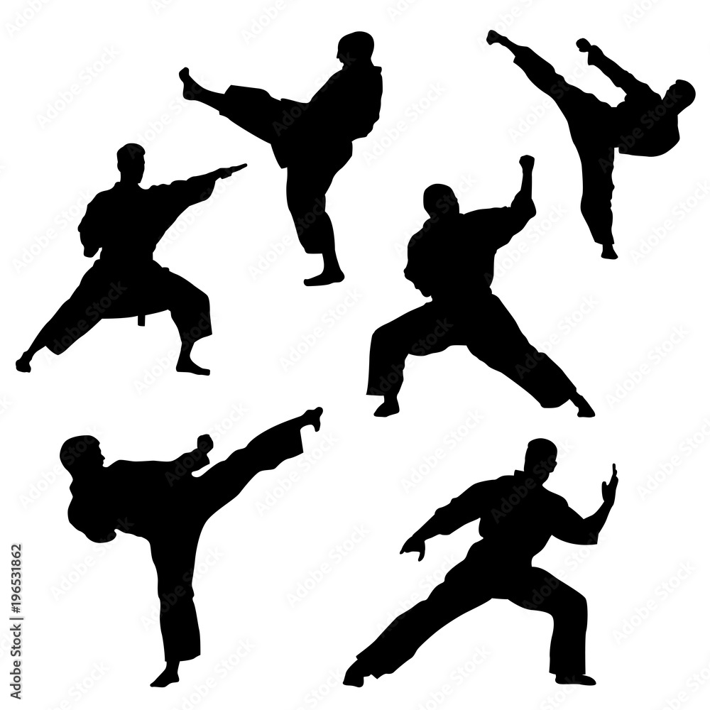 Black silhouette of karate on a white background Stock Vector | Adobe Stock