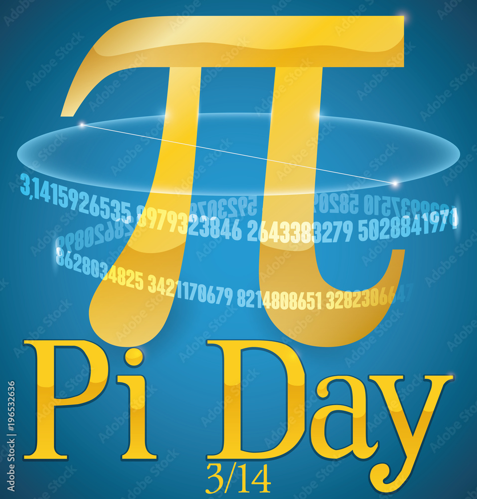 Golden Pi Symbol with its Numeric Series for Pi Day, Vector ...