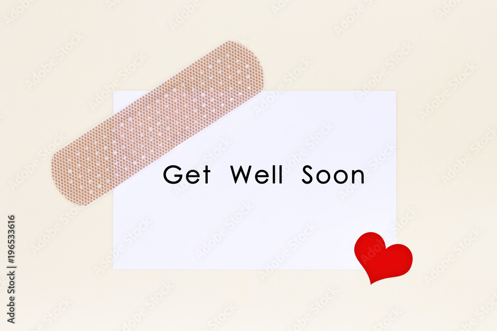 Handicraft get well soon, feel better soon card on light beige ...