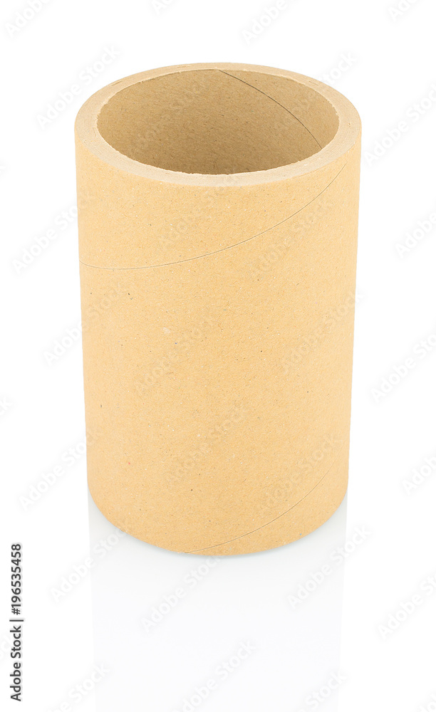 Brown industrial paper core isolated on white background with shadow ...