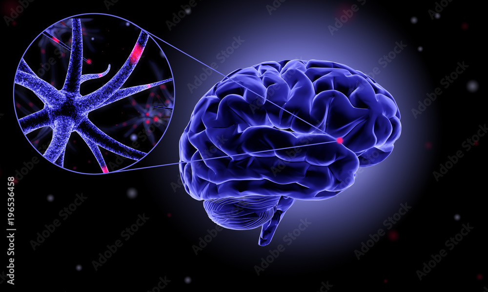 3d rendering virus brain macro disease infection medicine laboratory ...