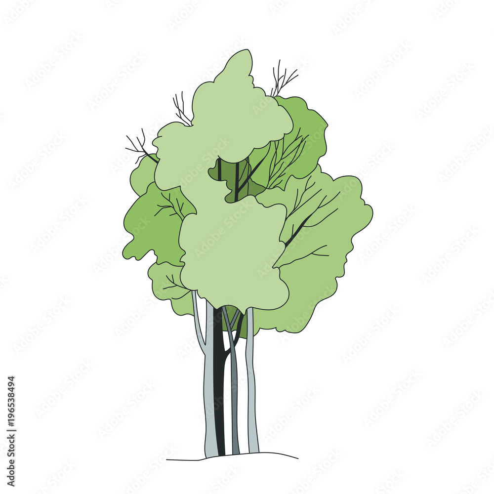 Tree sketch, architect hand drawing, landscape element Stock Vector ...
