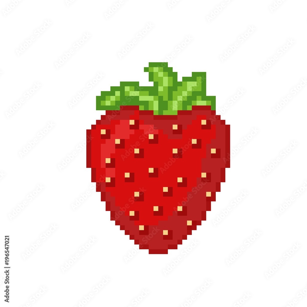 pixel art strawberry Stock Illustration | Adobe Stock
