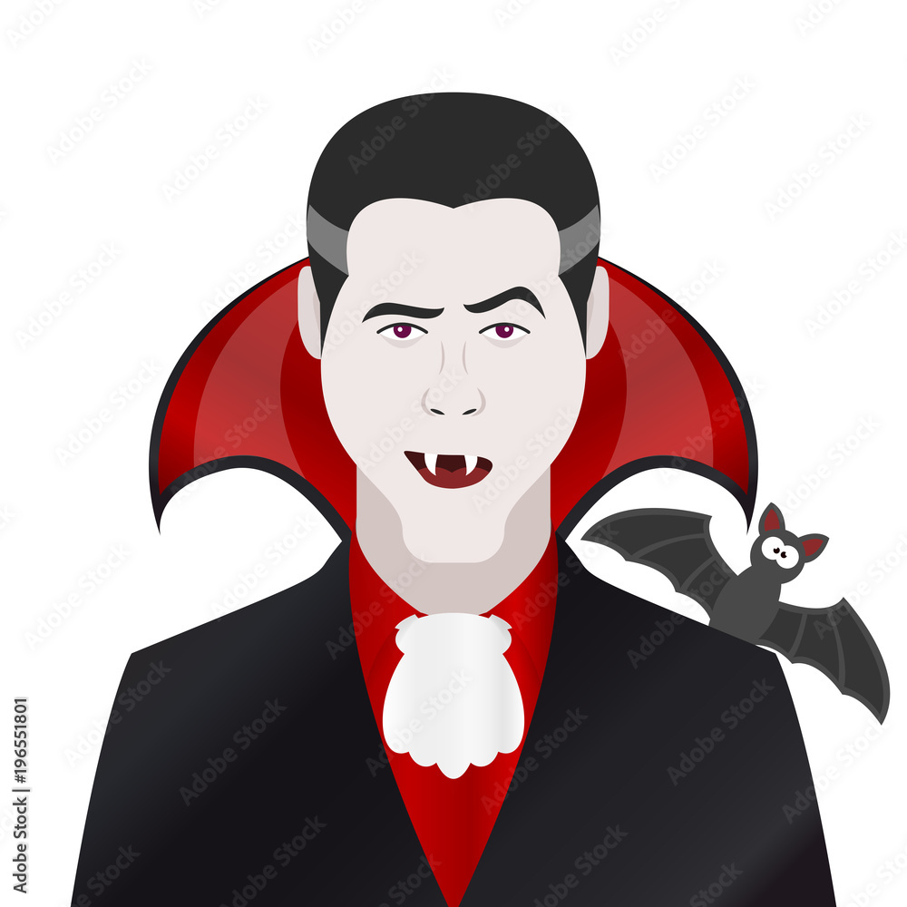 Cartoon character. Avatar symbol. Vampire with bat Stock Vector | Adobe ...
