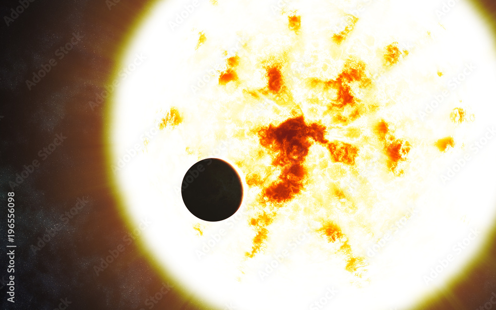 Solar system. Red giant star. Sun and Venus. Image in 5K resolution for ...