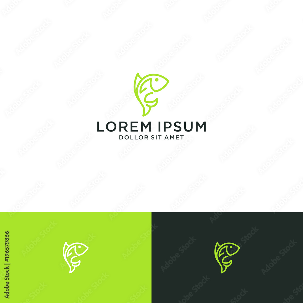 fish outline minimalist logo design vector graphic Stock Vector | Adobe ...