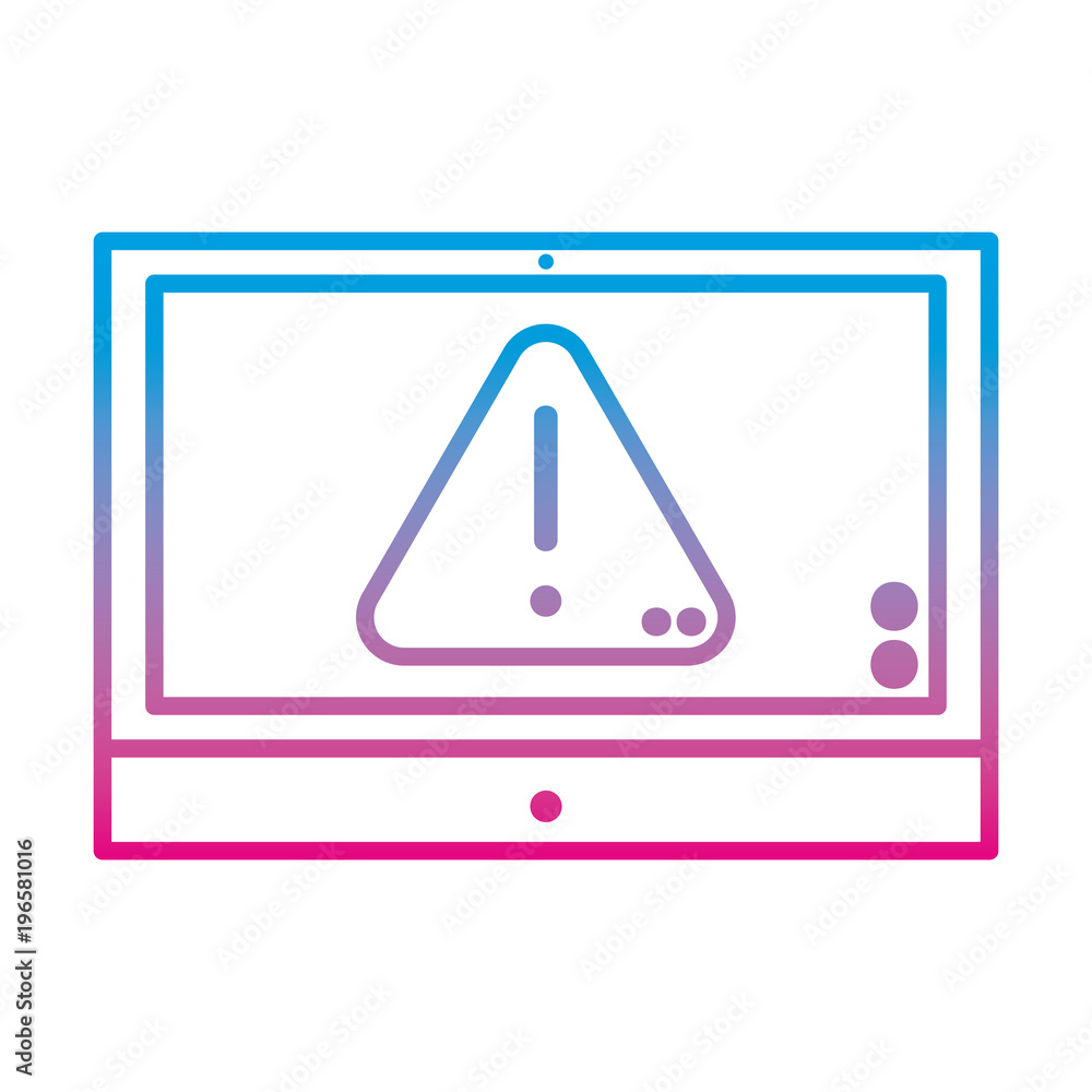 degraded line attencion and caution symbol inside screen technology ...