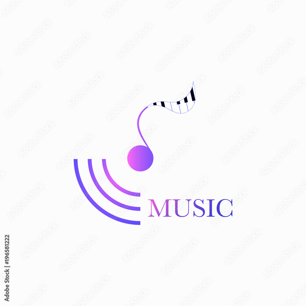 Music logo vector design element with musical note and piano keys Stock ...