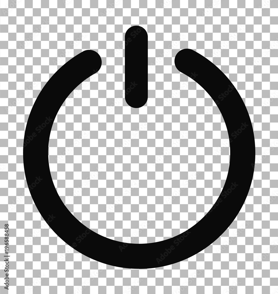 power icon on trasparent. power symbol. flat style. black shut down ...