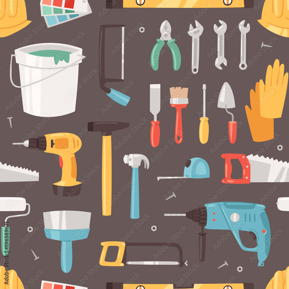 Construction equipment vector constructive tools of builder or ...