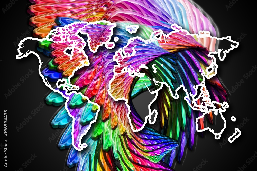 World map paint design art Stock Illustration | Adobe Stock