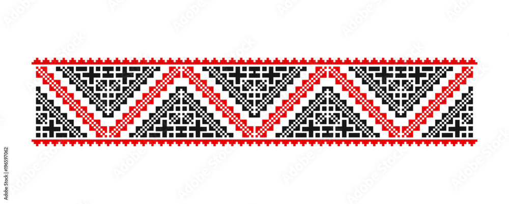 Poster Traditional Romanian folk art knitted embroidery pattern – Wall ...