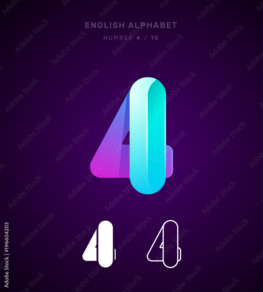 Vector Origami Alphabet Number 4 four Logo Template Material Design vector-origami-alphabet-number-4-four-logo-template-material-design
