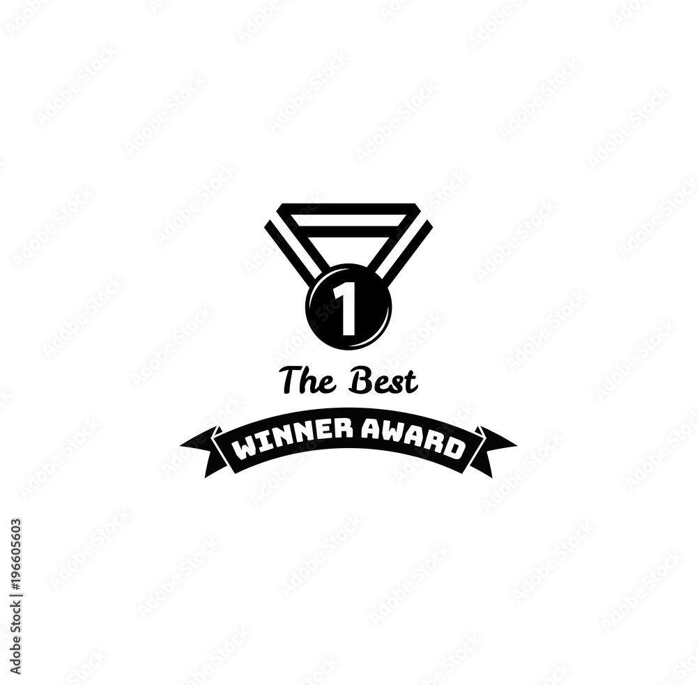 Medal icon. First place. Winner award. Ribbons. illustration. Trophy ...