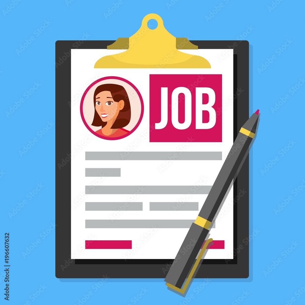 Job Application Form Vector. Female Profile Photo. HR Human Resources ...