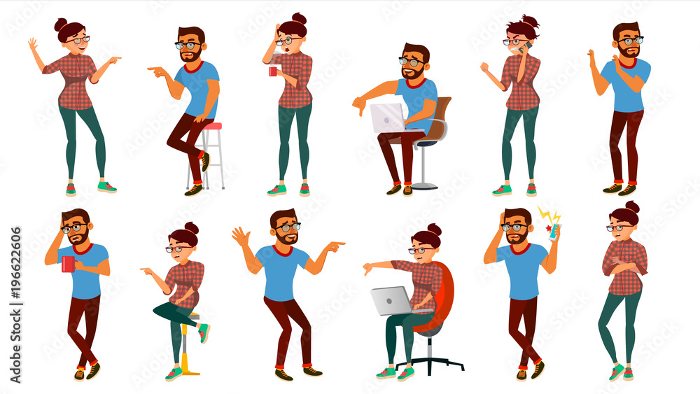 Negativity Expressing People Set Vector. Male, Female Character. Thumbs ...