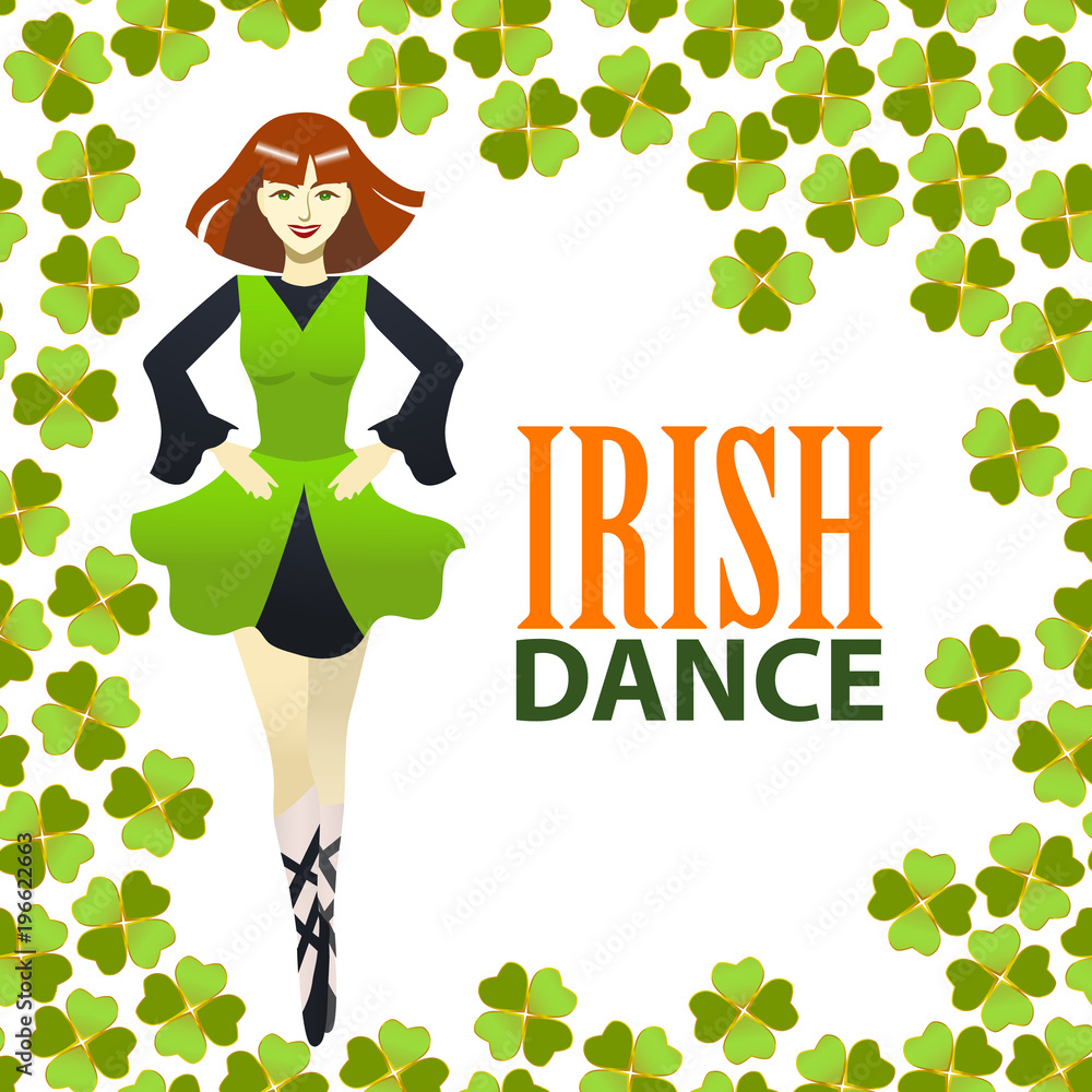 Light Irish Dance Studio Template. Composition with Irish Dancer and ...
