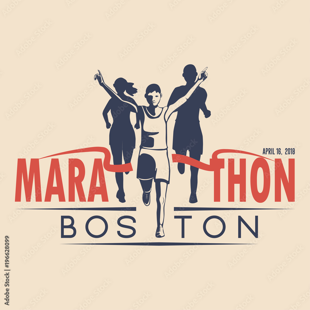 Unique design of the vector badge for the annual running marathon in ...