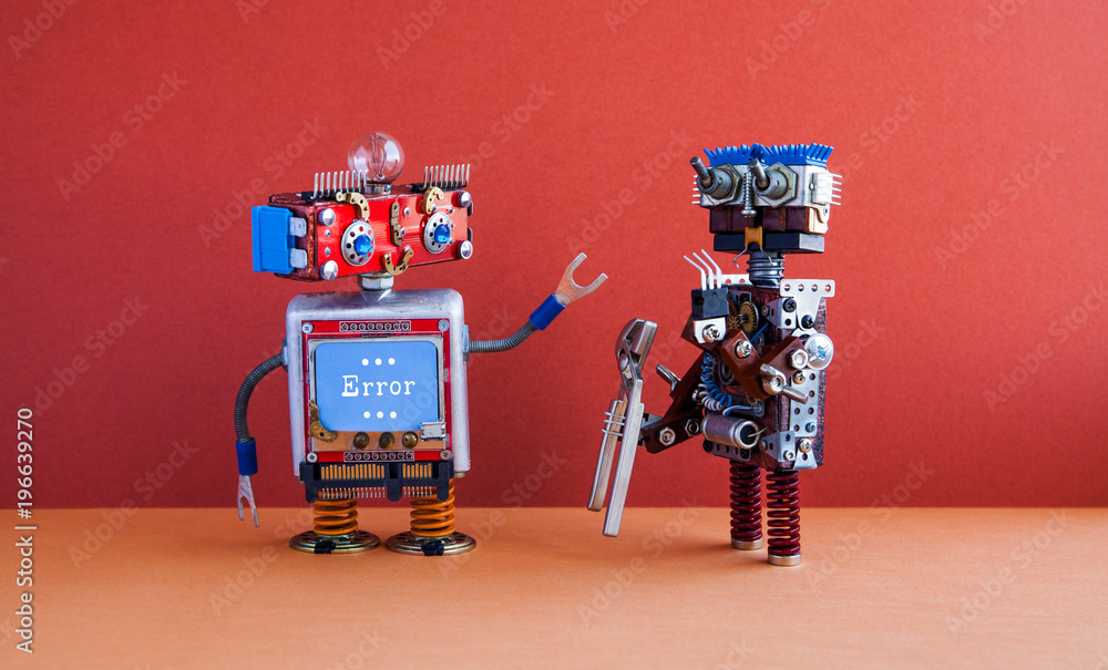 Robotic maintenance repair fix concept. IT specialist robot transformer ...