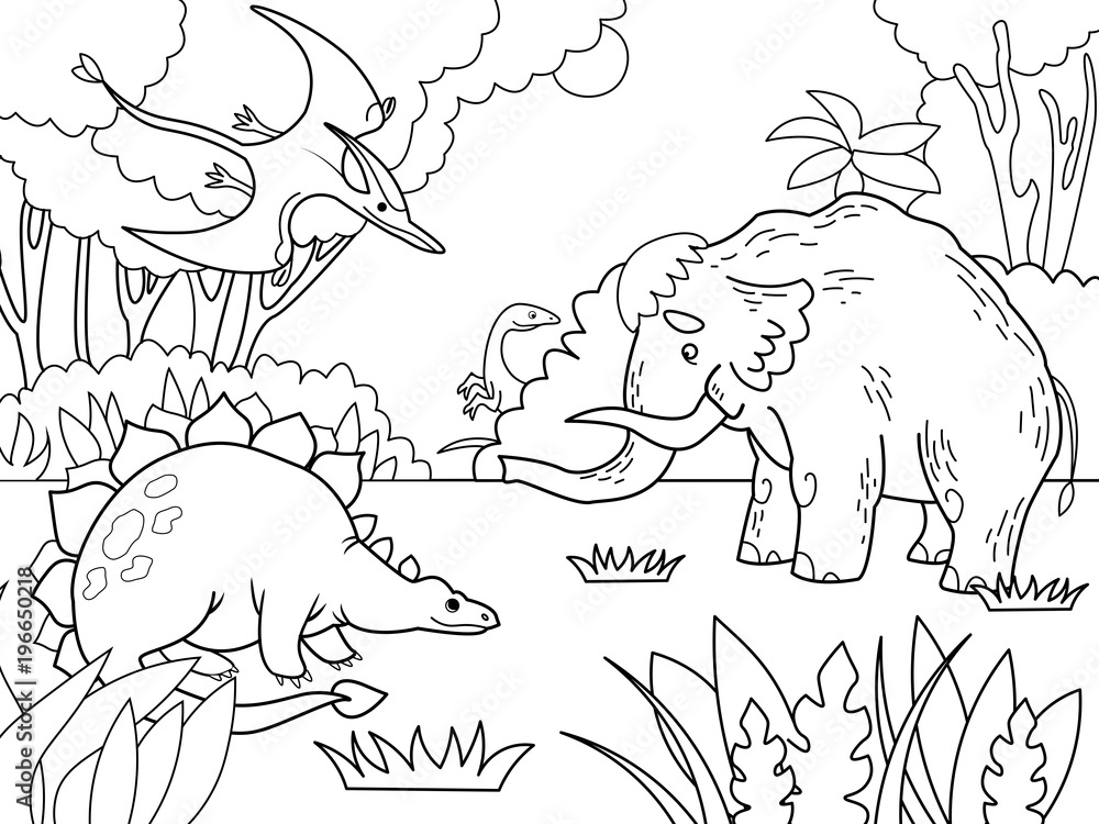 Cartoon children coloring vector illustration Stock Vector | Adobe Stock