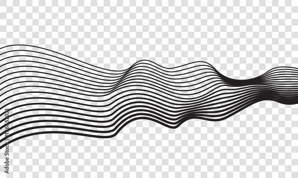 Wave lines optical abstract optical art background. Vector isolated thread black wavy lines ...