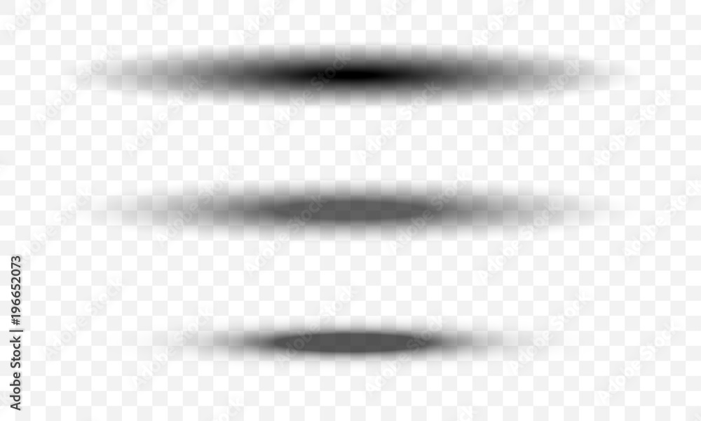Shadows round or oval shape vector isolated icons on transparent ...