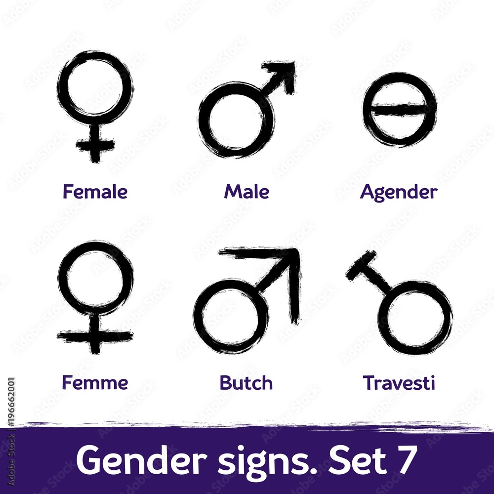 Gender signs drawn with brush. LGBT icons for sex diversity and ...