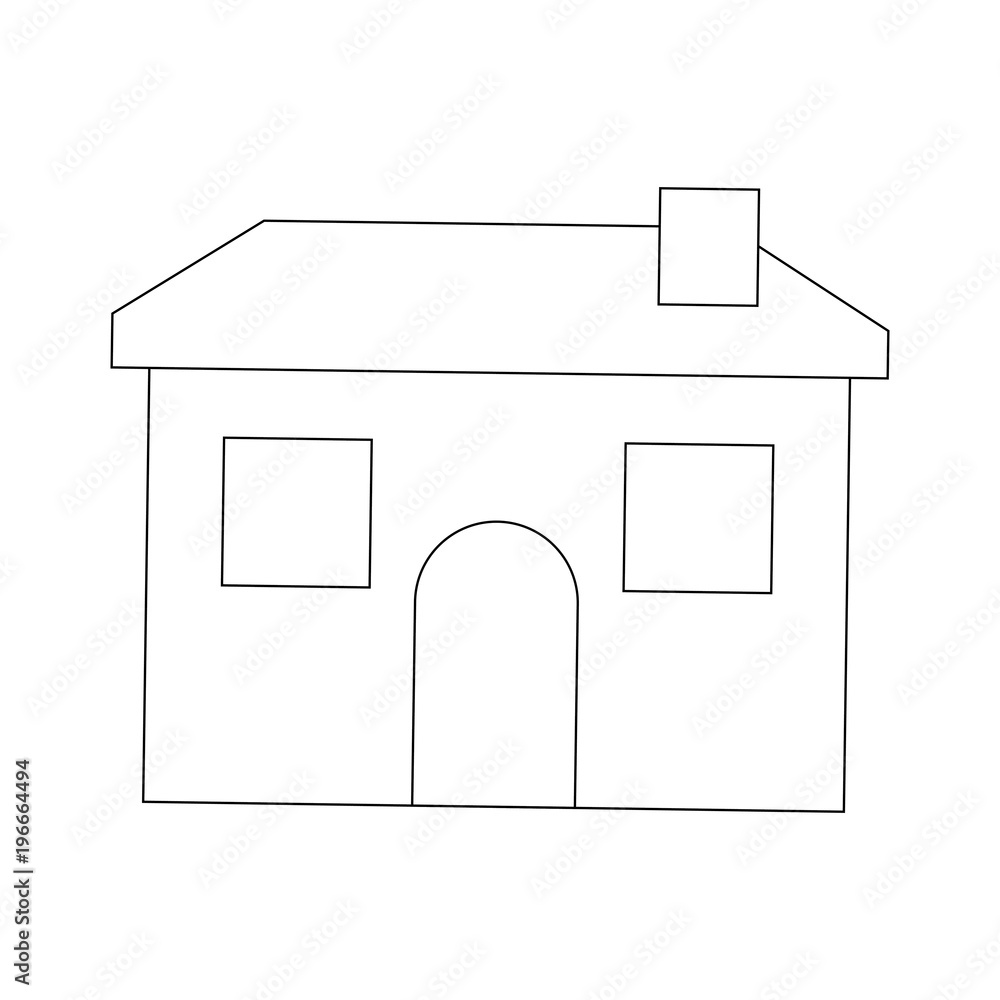 cartoon house home architecture chimney vector illustration outline ...