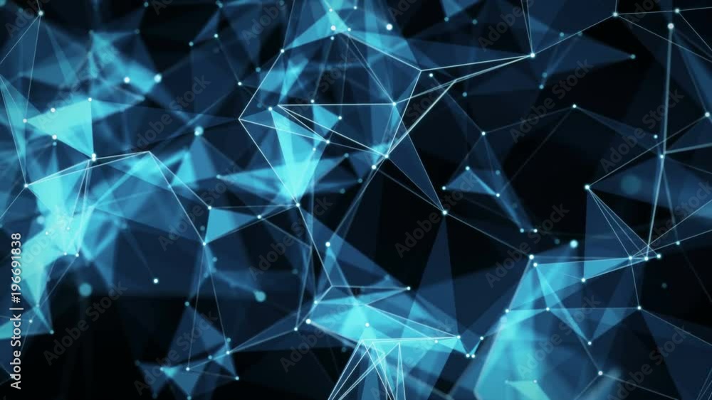 Abstract plexus polygon nodes and connections form network For visuals vj internet presentations ...