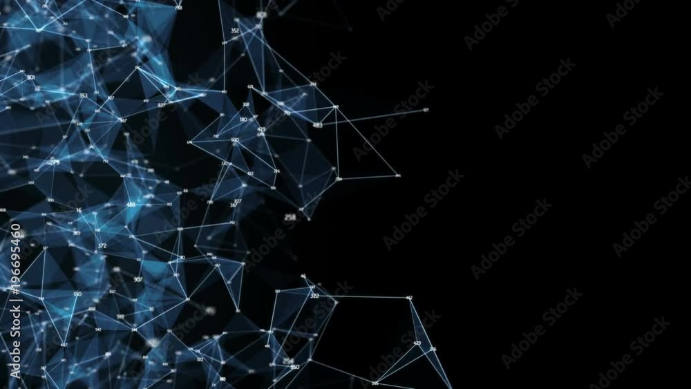 Abstract random digits polygon plexus nodes connections network For visuals vj internet ...