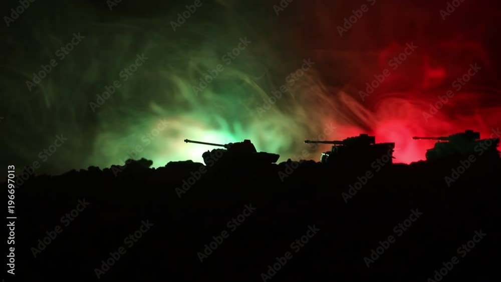Video „Slider shot. War Concept. Armed forces fighting scene on war fog ...