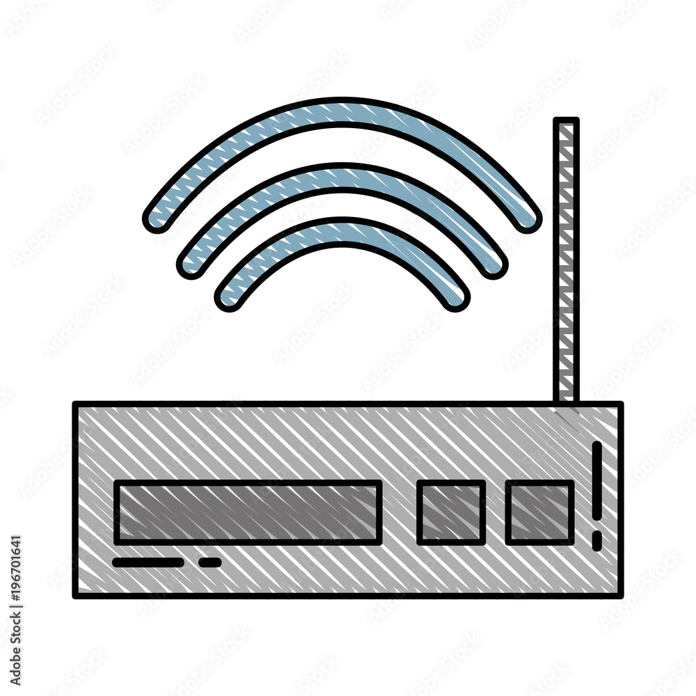 doodle router wireless internet wifi technology vector de Stock | Adobe ...