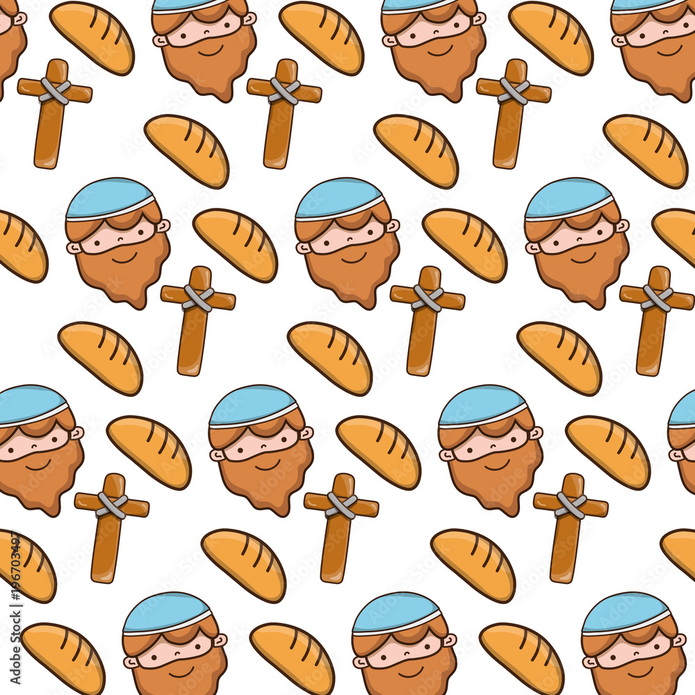 jesus christ with cross and bread background Stock Vector | Adobe Stock