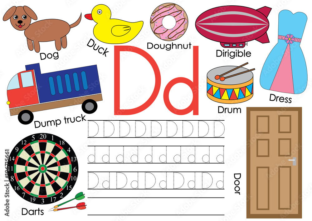Letter D. Learning English alphabet and writing practice for children ...
